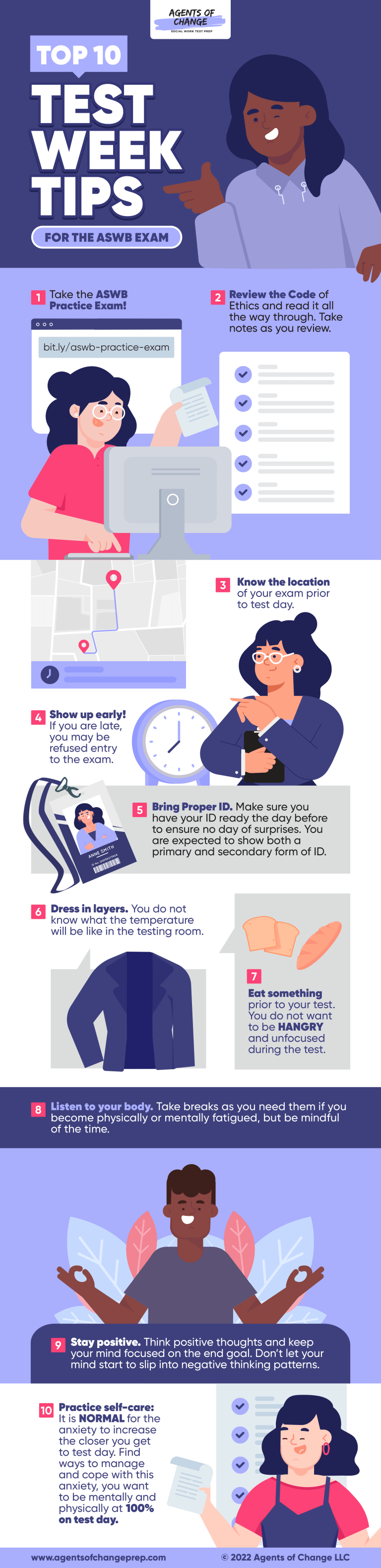 [INFOGRAPHIC] The Top 10 Tips for ASWB Exam Week - Agents of Change